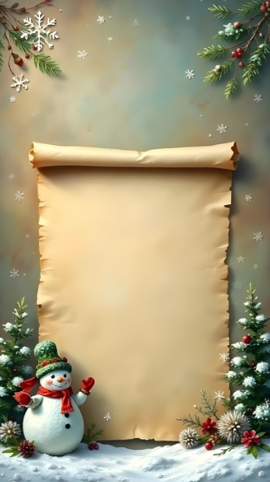 Winter Snowman Christmas Scroll Template | PosterMyWall