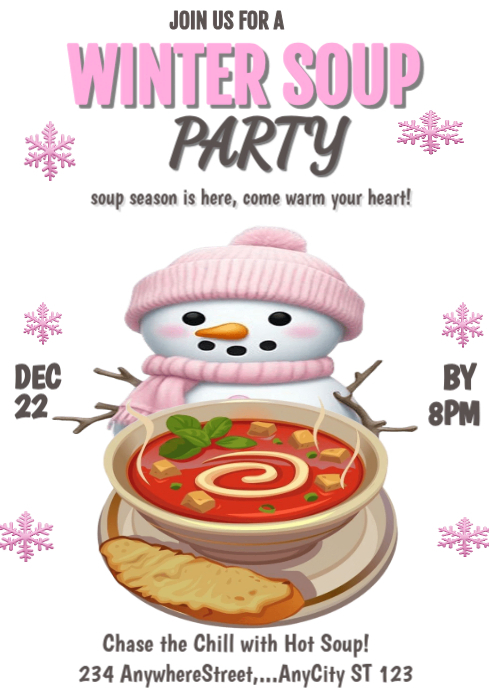 Winter soup party invitation Template | PosterMyWall