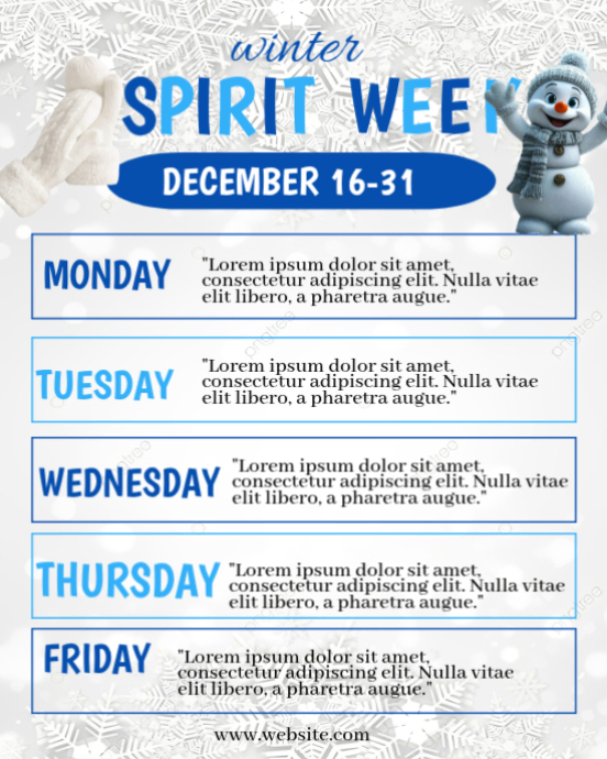 Winter spirit week flyer Template | PosterMyWall