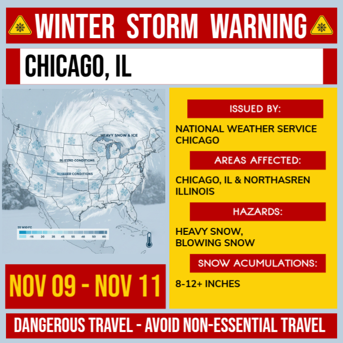 Plantilla de Winter Storm Warning template | PosterMyWall