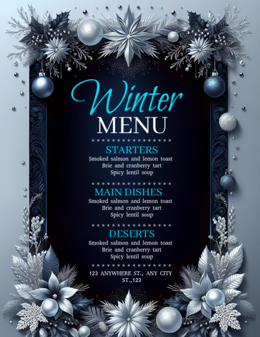 Copy of Winter Wonderland Menu Template | PosterMyWall