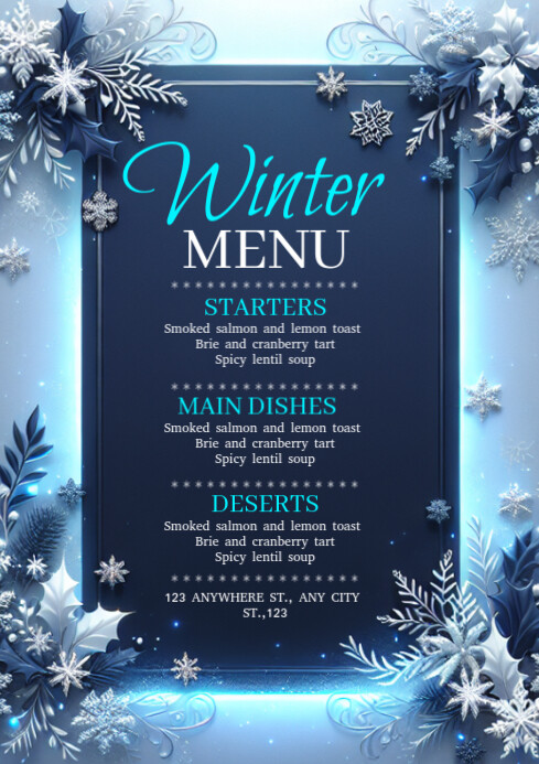 Winter Wonderland Menu Template เทมเพลต | PosterMyWall