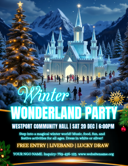 Winter Wonderland Party Invitation Flyer Template | PosterMyWall