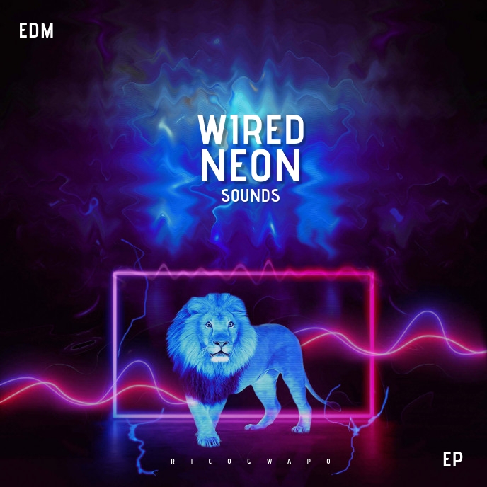 Wired Neon Sounds Album Artwork Cover Templat Template | PosterMyWall