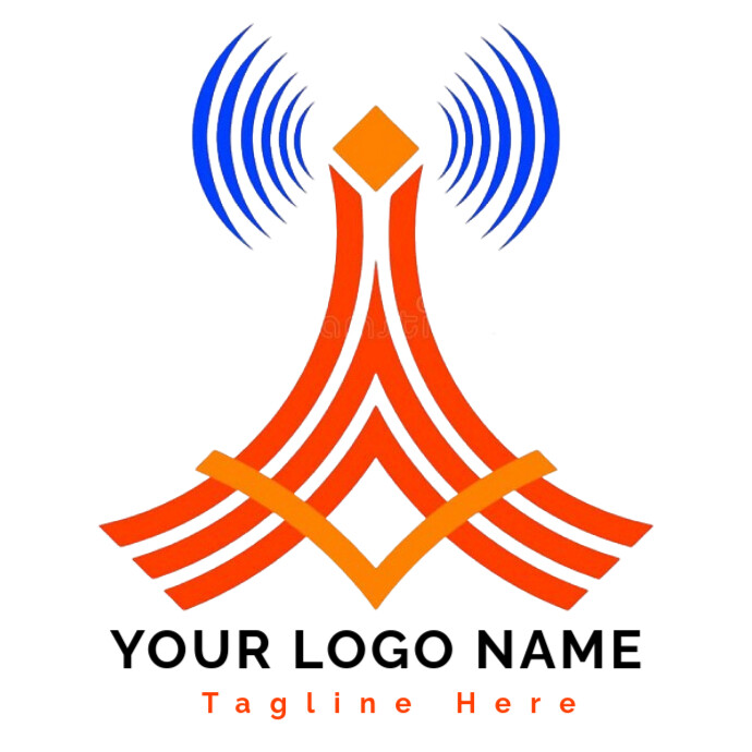 Wireless Communication Tower Logo Template | PosterMyWall