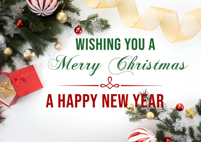Wishing you a Merry Christmas and a happy new year poster ad design ...