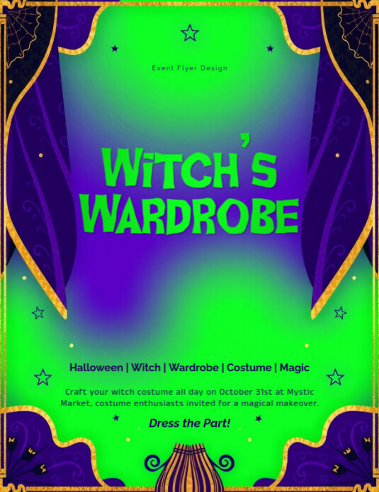 Copy of Witch’s Wardrobe Hat Flyer Design for Costume Halloween ...