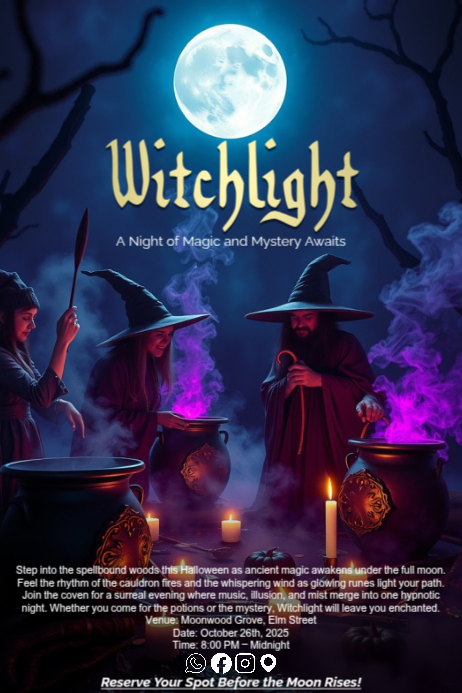Plantilla de Witchlight Halloween Party Poster Template – Magical ...