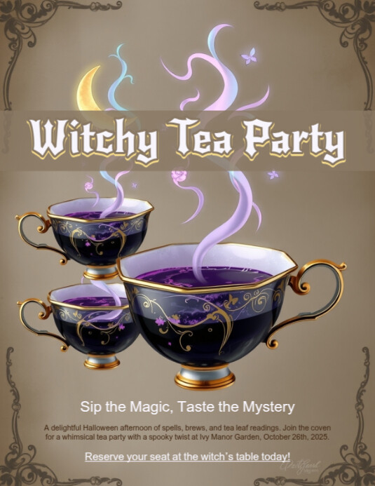 Witchy Tea Party Halloween flyer template | PosterMyWall