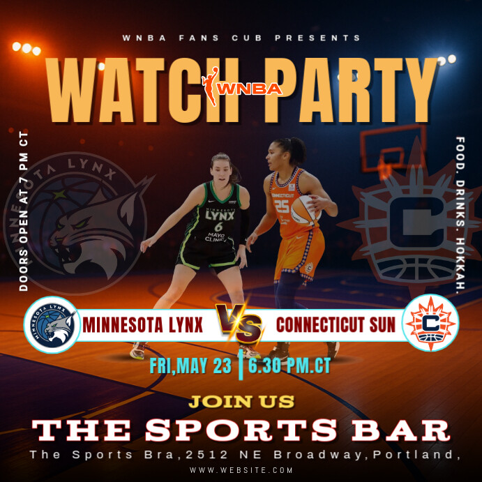 Plantilla de wnba 2025 : Minnesota Lynx Vs Connecticut Sun Watch Party ...