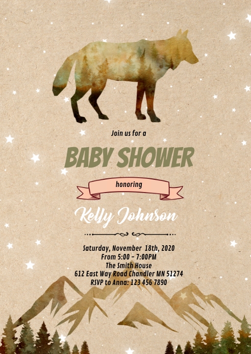 Wolf woodland shower birthday Template | PosterMyWall