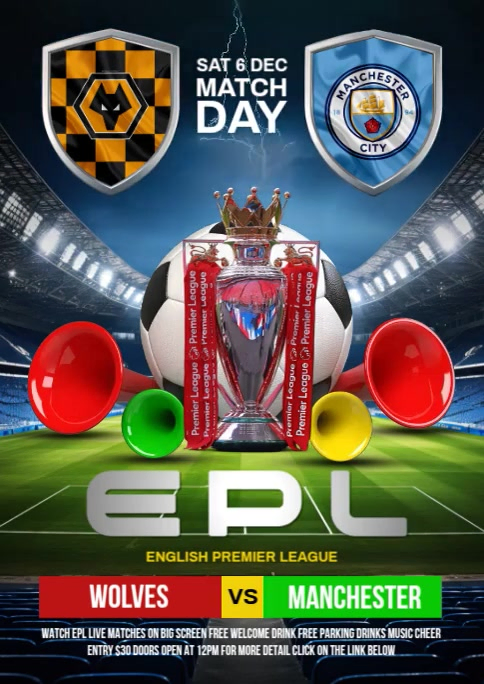 Copy of Wolves vs Manchester city | PosterMyWall