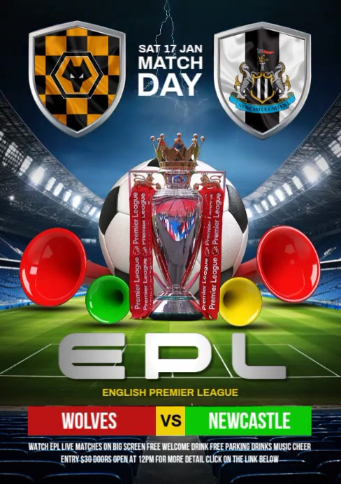 wolves vs newcastle Template | PosterMyWall