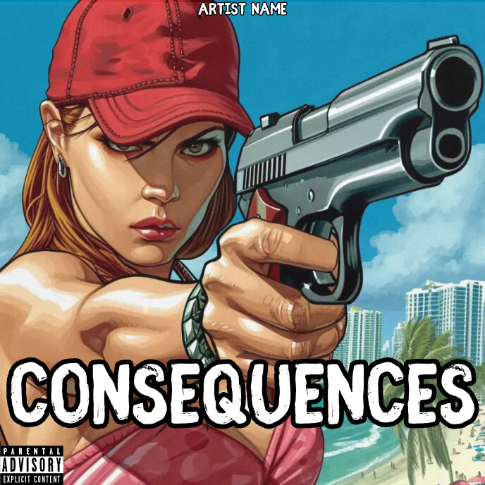 woman holding gun Album Cover Design (1) Template | PosterMyWall