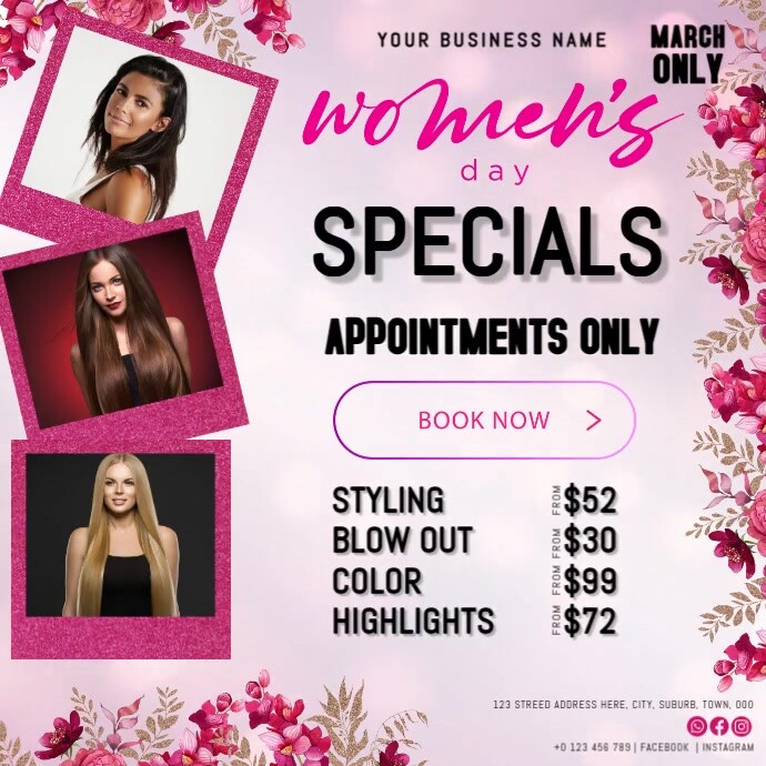 Women's day hair salon ad template | PosterMyWall