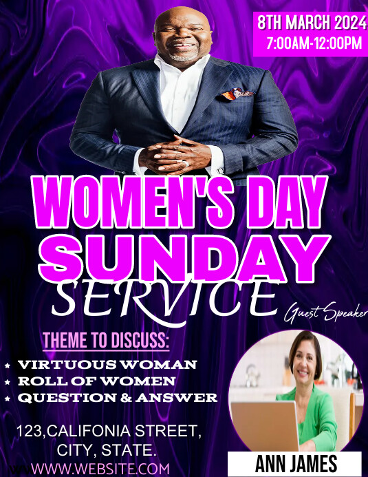 Copy of Women's day sunday service design | PosterMyWall