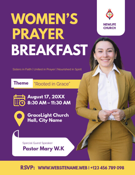 Women’s Prayer Breakfast Church Flyer Template | PosterMyWall