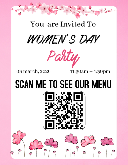Women' Day Party Scan Me Poster Flyer (us Letter) Template | PosterMyWall