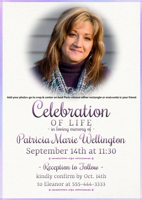 Women's Celebration of Life Invitation Announ Template | PosterMyWall