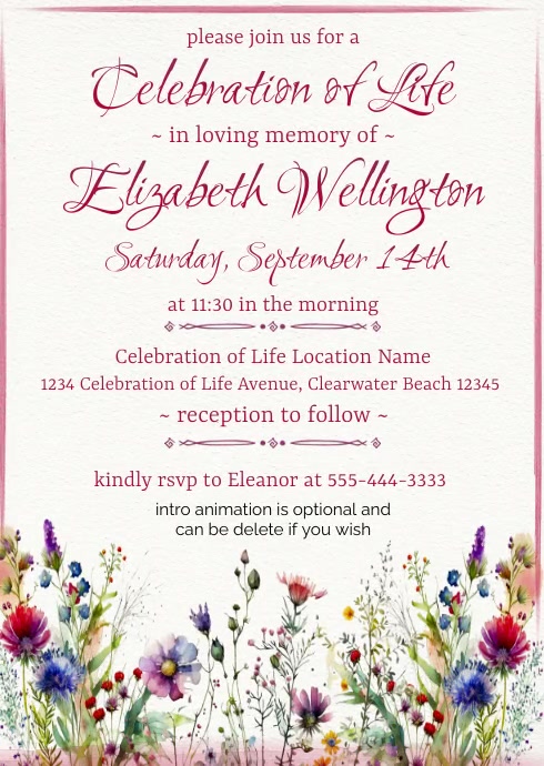 Women's Celebration of Life Invitation Announ Template | PosterMyWall