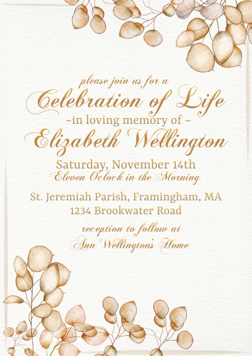 Women's Celebration of Life Invitation Template | PosterMyWall