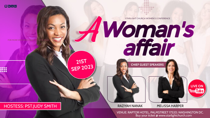 WOMEN'S CONFERENCE CHURCH POSTER (2) Template | PosterMyWall