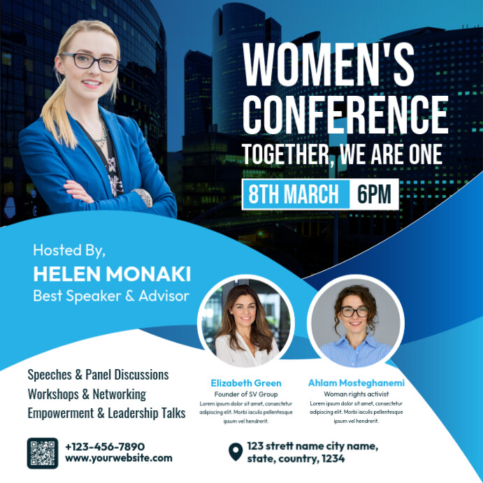 Plantilla de Women's Day Conference Ad Template | PosterMyWall