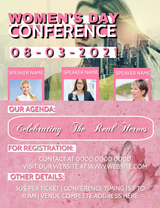 Women's day conference flyer poster template | PosterMyWall