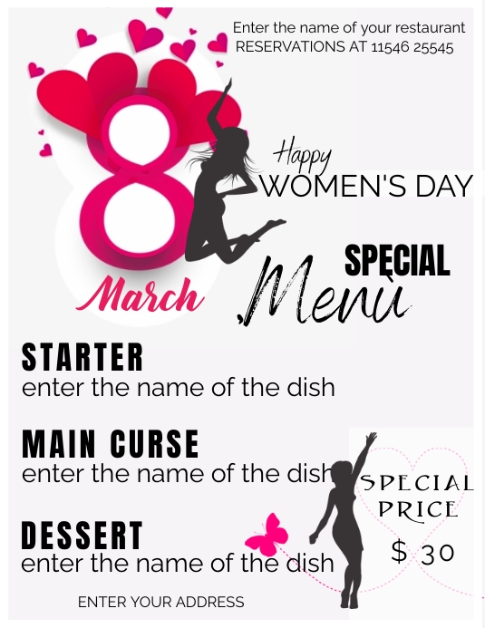 WOMEN'S DAY MENU' Template | PosterMyWall