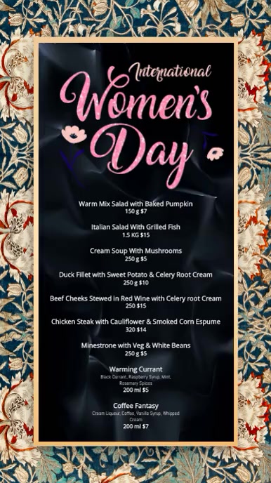 Women's day menu card Template | PosterMyWall