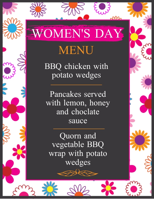 Copy of Women's Day Menu Card Flyer | PosterMyWall