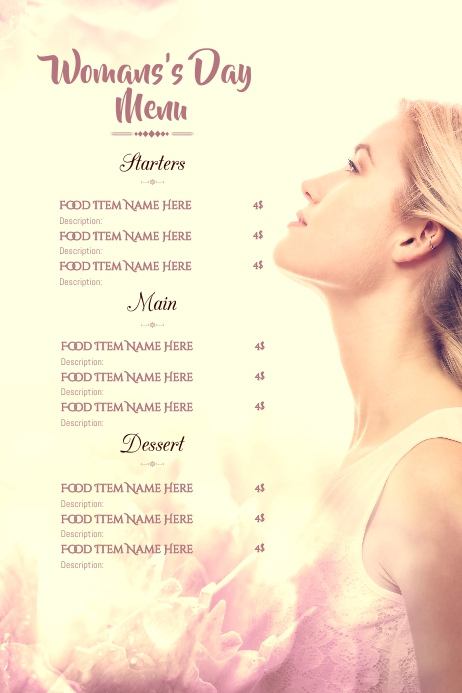 Copy of Women's Day Menu Card Template | PosterMyWall