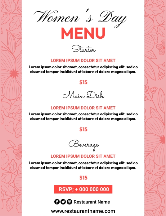 Women's day menu Template | PosterMyWall