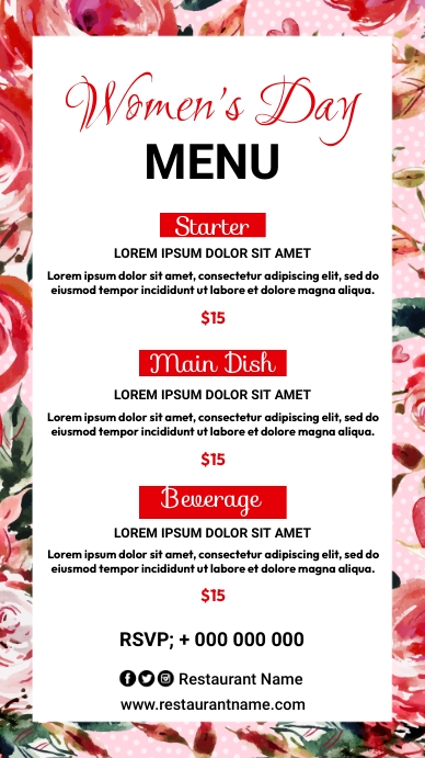 Copy of Women's day menu | PosterMyWall
