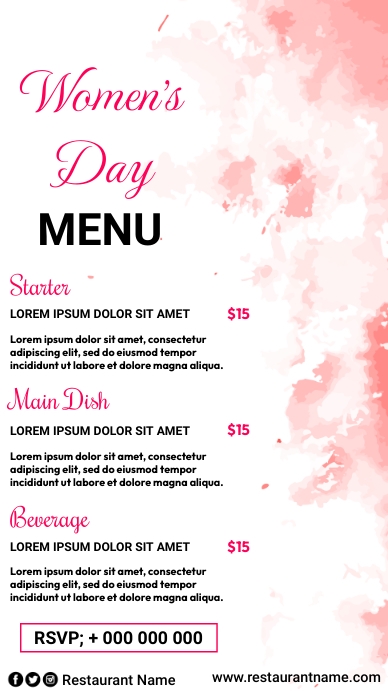 Plantilla de Menú Del Día de La Mujer | PosterMyWall