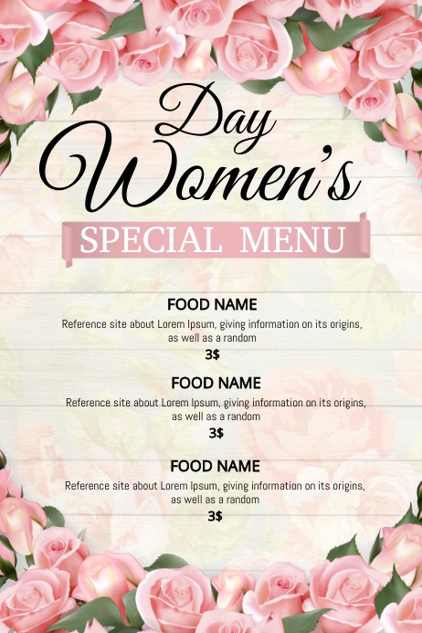 Women's Day special menu Template | PosterMyWall