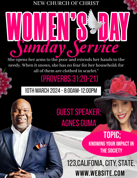 Women's day Sunday service design Template | PosterMyWall