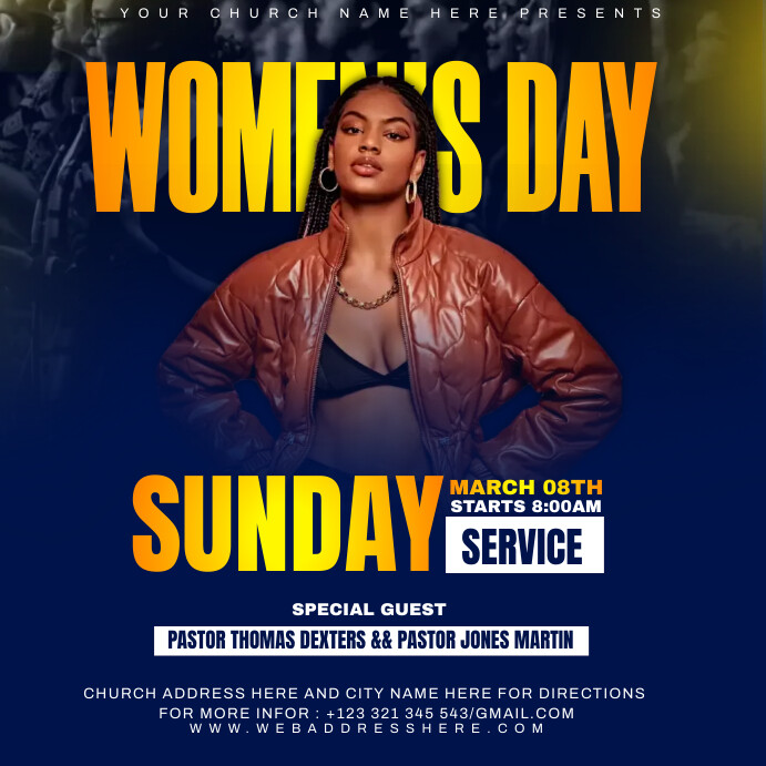 women's day sunday service Template | PosterMyWall