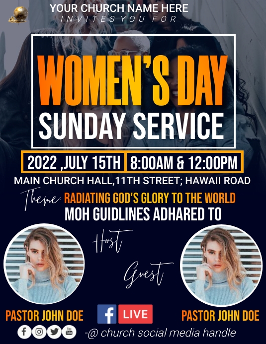 women's day sunday service Template | PosterMyWall