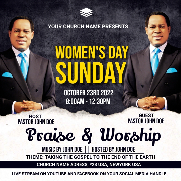 women's day sunday service Template | PosterMyWall