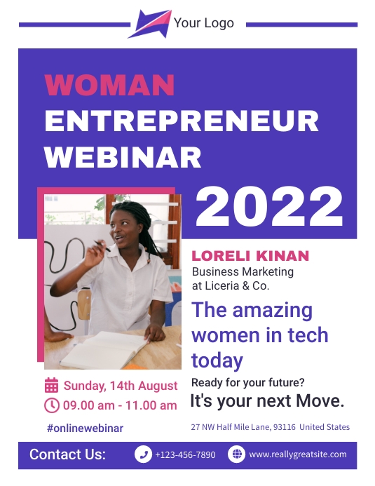 Women's entrepreneur webinar digital signage Template | PosterMyWall