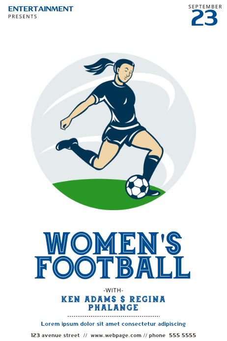 Women's football Soccer Game Flyer Template | PosterMyWall