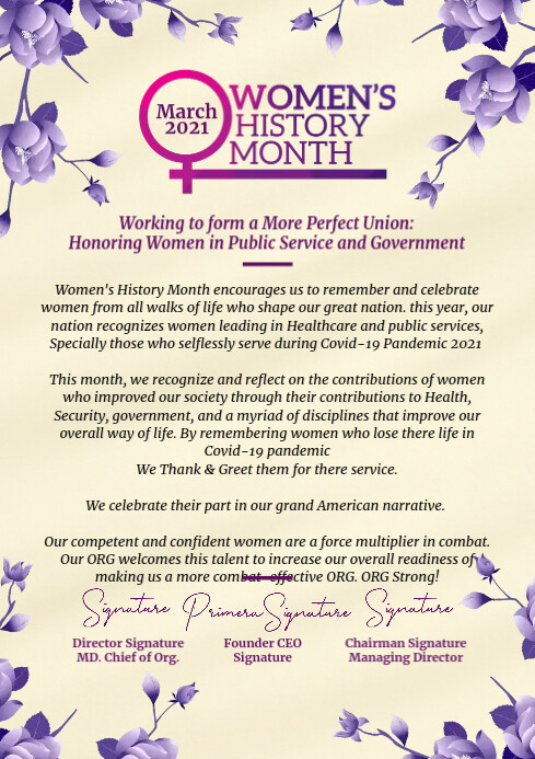 Copy of Women's History Month Letter 2021 Template | PosterMyWall