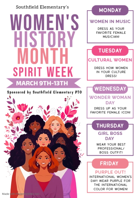 Women's History Month School Spirit Week A4 Template | PosterMyWall