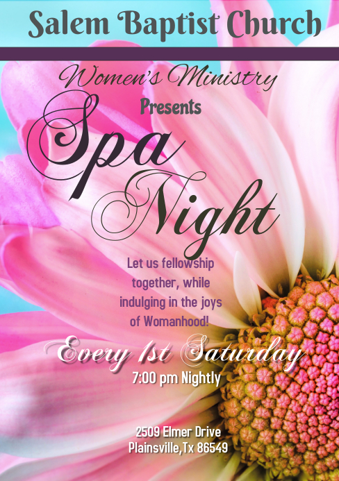 Women's Ministry Spa Night Template | PosterMyWall