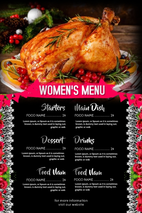 Women's Restaurant menu Template | PosterMyWall