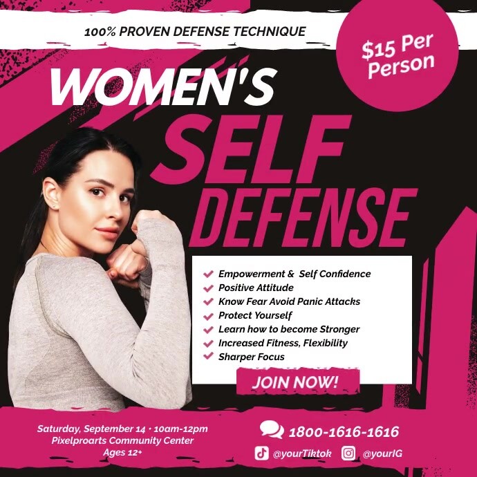 Women's Self Defense facebook instagram Template | PosterMyWall