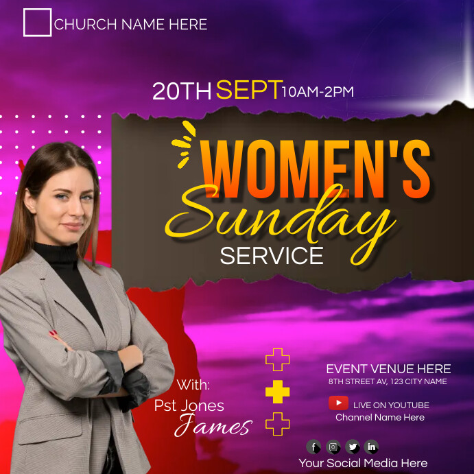 women's sunday service Template | PosterMyWall