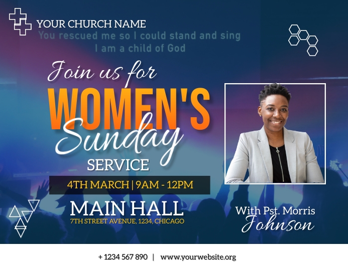 women's sunday service flyer Template | PosterMyWall