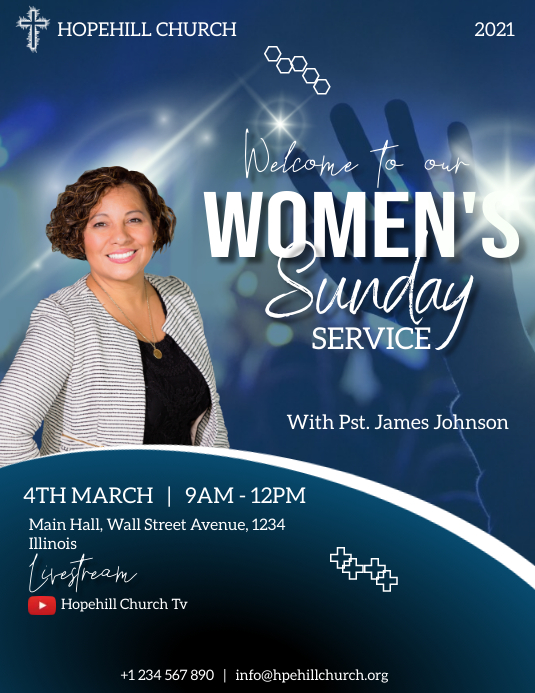 women's sunday service flyer Template | PosterMyWall